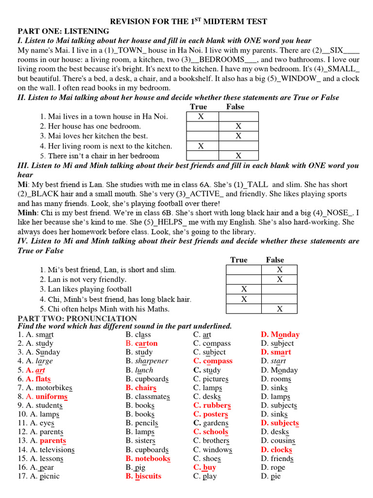 G I Ý TR L I - Revision For The 1ST Midterm Test | PDF | Classroom