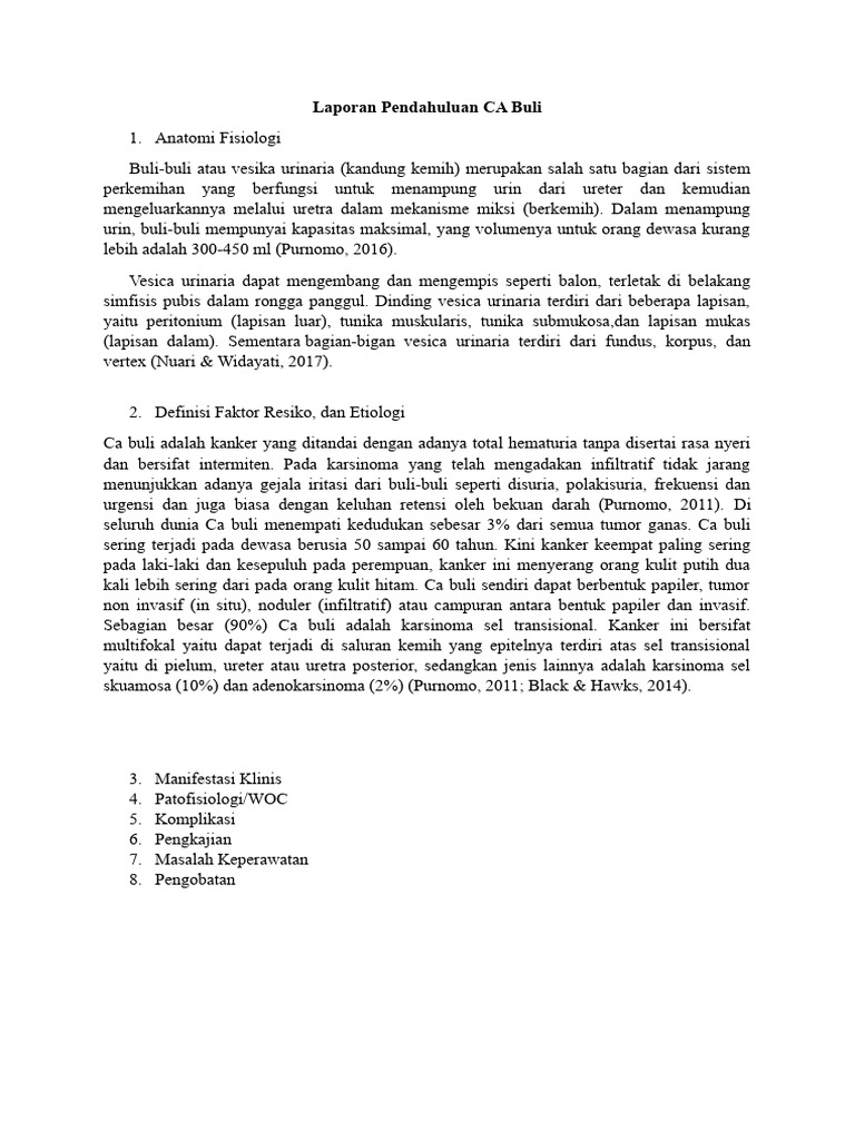 Laporan Pendahuluan CA Buli | PDF