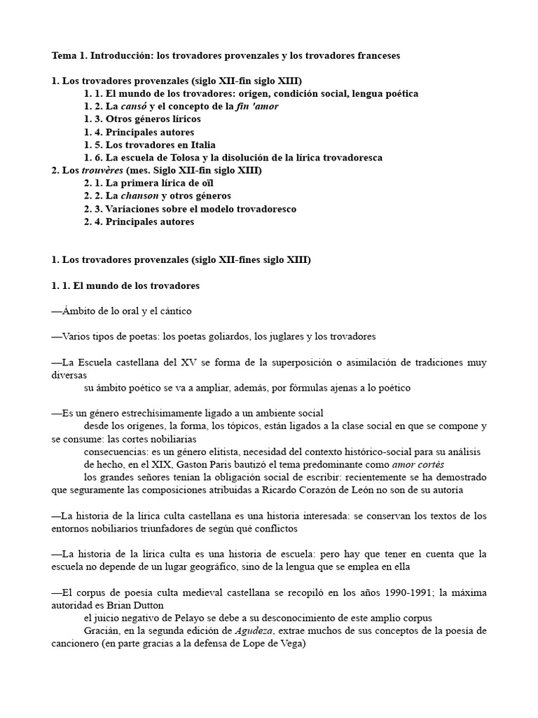 Trovadores Provenzales y Franceses | PDF | Clásicos