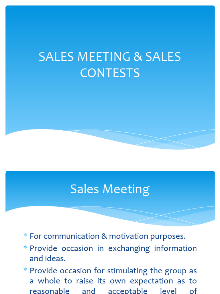 Sales Meetings and Contest Strategies | PDF | Sales | Motivation