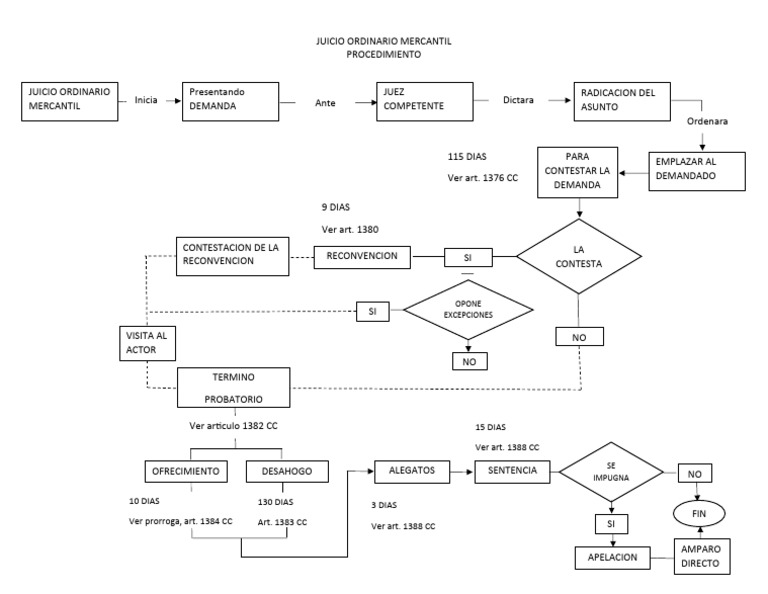 Diagrama De Flujo Juicio Ordinario Mercantil Pdf Judicaturas