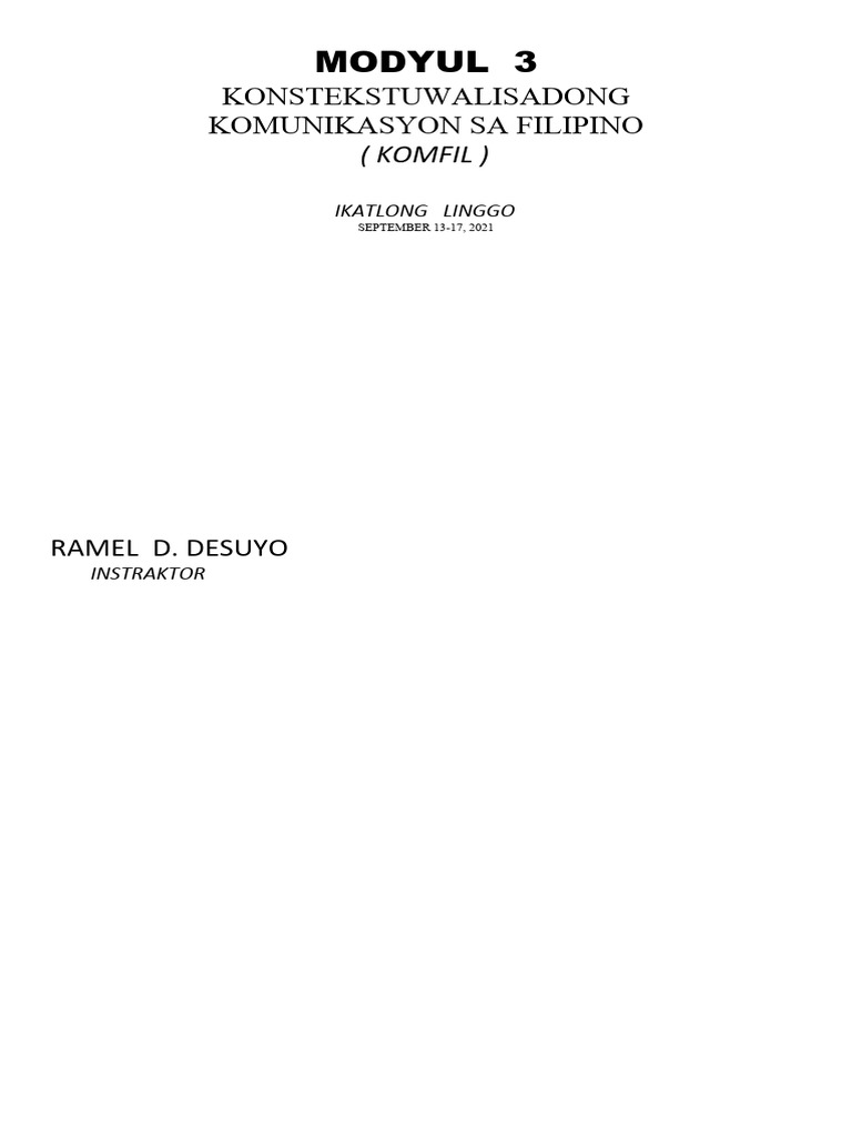 Modyul 3 Kofil 3 | PDF