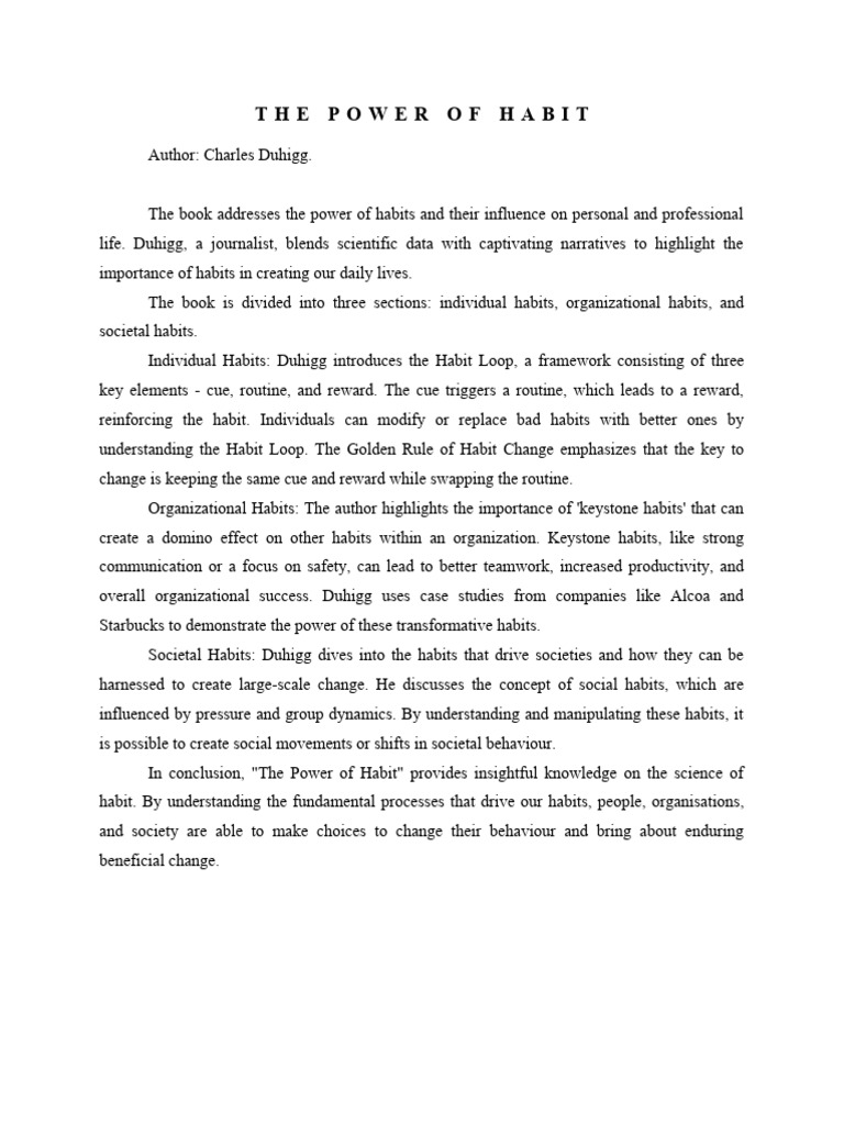 The Power of Habit Summary 12 | PDF