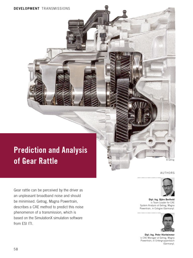 Prediction and Analysis of Gear Rattle: Development Transmissions | PDF ...