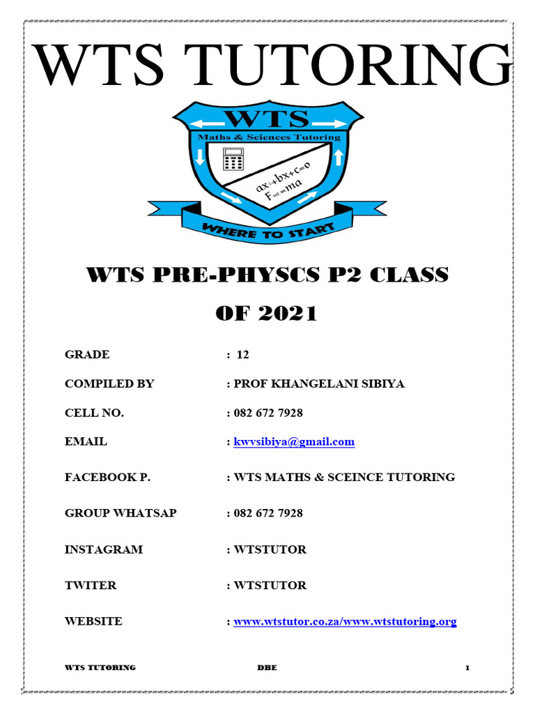 WTS Grade 12 Physics Tutoring Guide | PDF