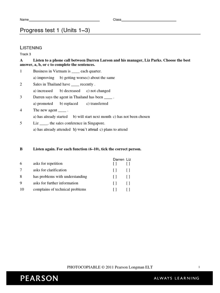 Dokumen - Tips - Progress Test 1 Units 1 3 Test 1 Units 13 Listening ...