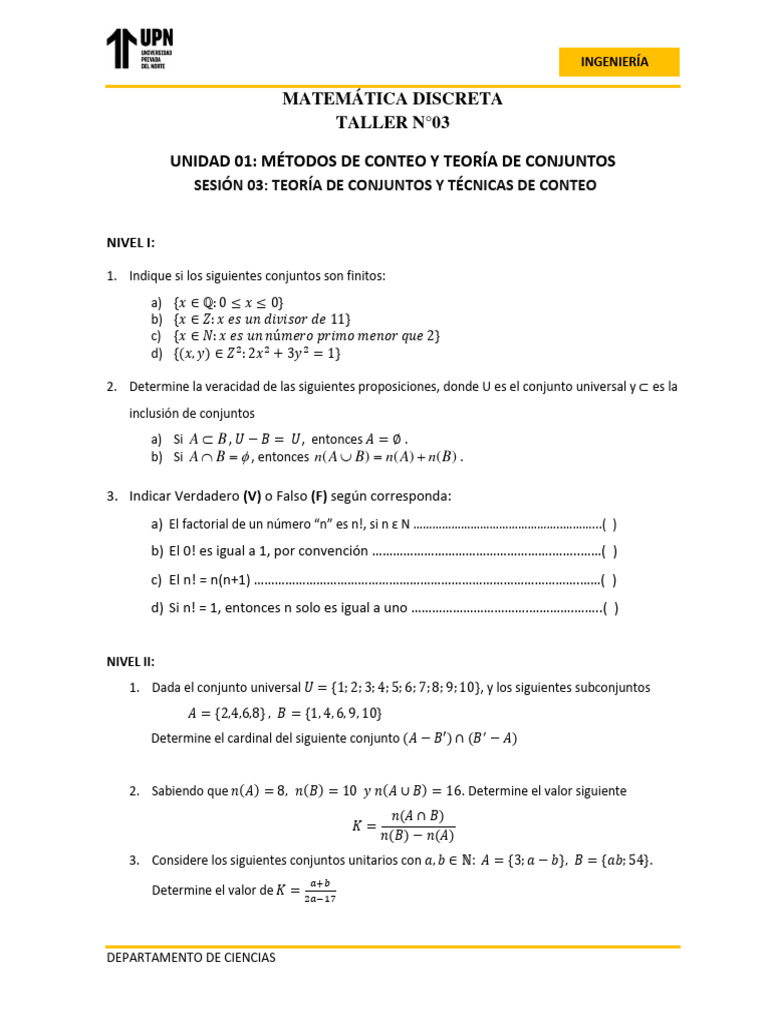 Taller de Matemática Discreta | PDF | Conceptos matemáticos | Matemáticas