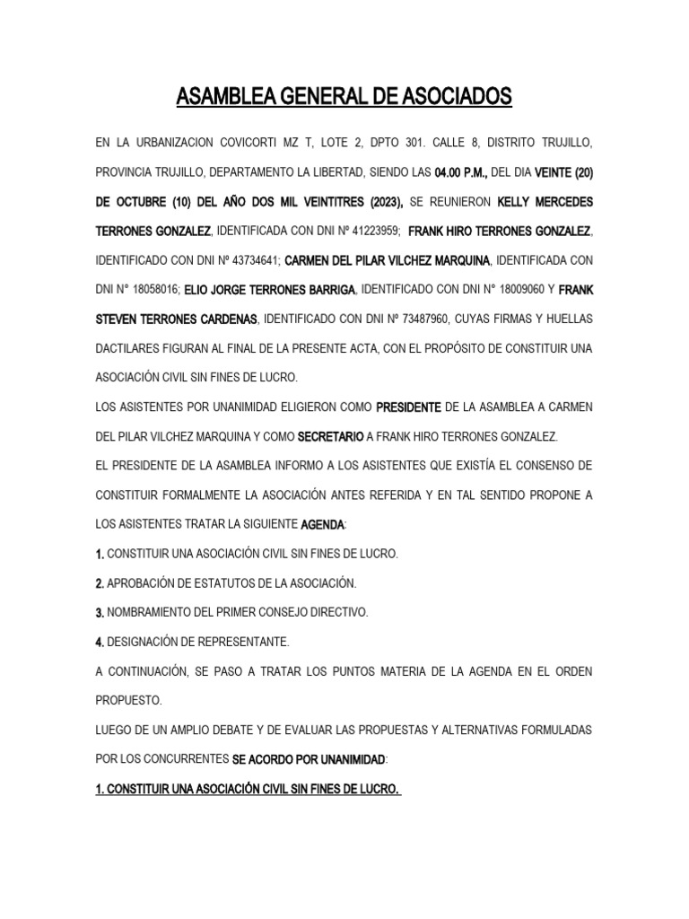 Acta de Asamblea | PDF | Bancos | Cheque