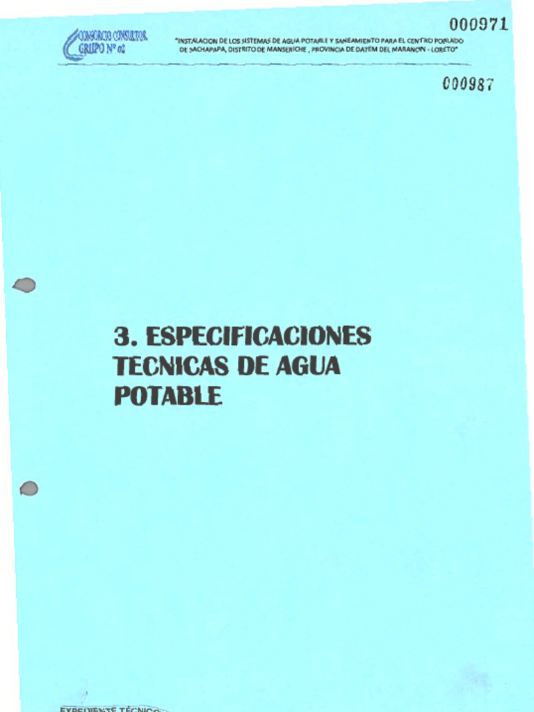 Especificaciones Tecnicas Agua Potable Pdf