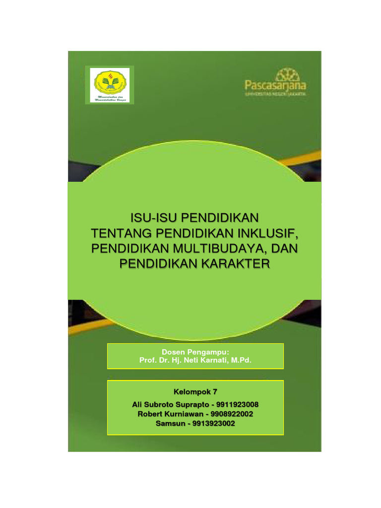 Makalah Kel.7 - Isu-Isu Pendidikan Tentang Pendidikan Inklusif, Pendidikan Multibudaya Dan ...