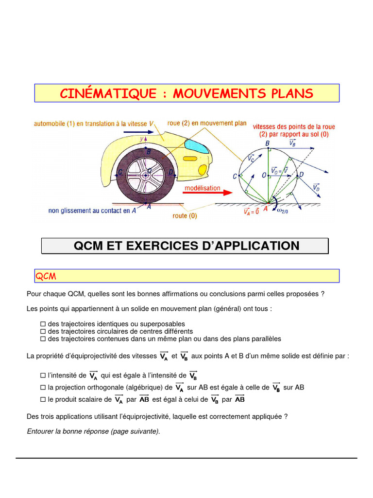 Cinématique des Mouvements Plans | PDF | Mouvement de rotation ...