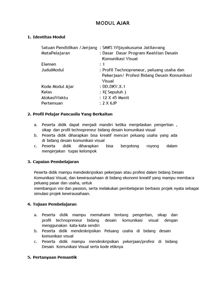 Modul Ajar DKV | PDF | Karier & Perkembangan