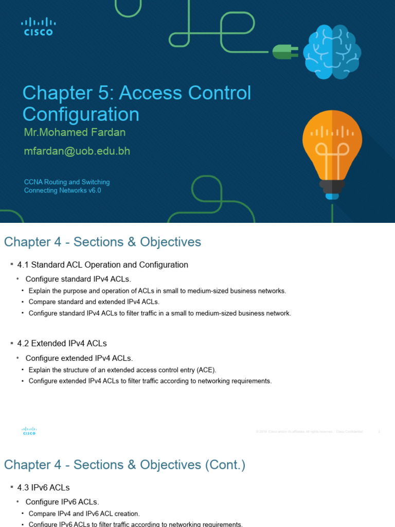 Chapter 5 Access Control Lists | PDF | I Pv6 | Router (Computing)
