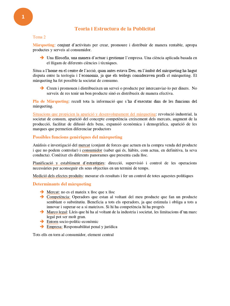 Teoria Publicitat Apunts | PDF