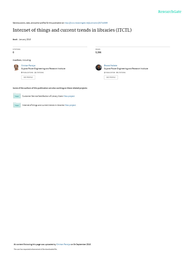Internet of Things and Current Trends in Libraries (ITCTL) : January 2018 | PDF | Apache Hadoop ...