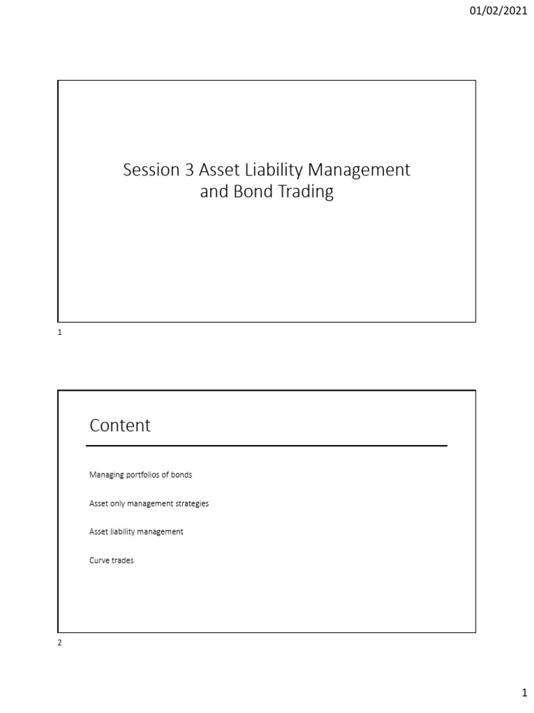 Session 3 ALM and Bond Trading | PDF | Bond Duration | Bonds (Finance)