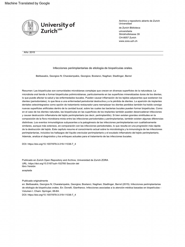 Peri-Implant Infections Oral Biofilm (Belibasakis Et Al Adv Exp Med Biol 2015 | PDF ...