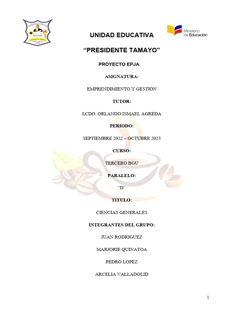 Proyecto Cafe - 1 | PDF | café | Iniciativa empresarial