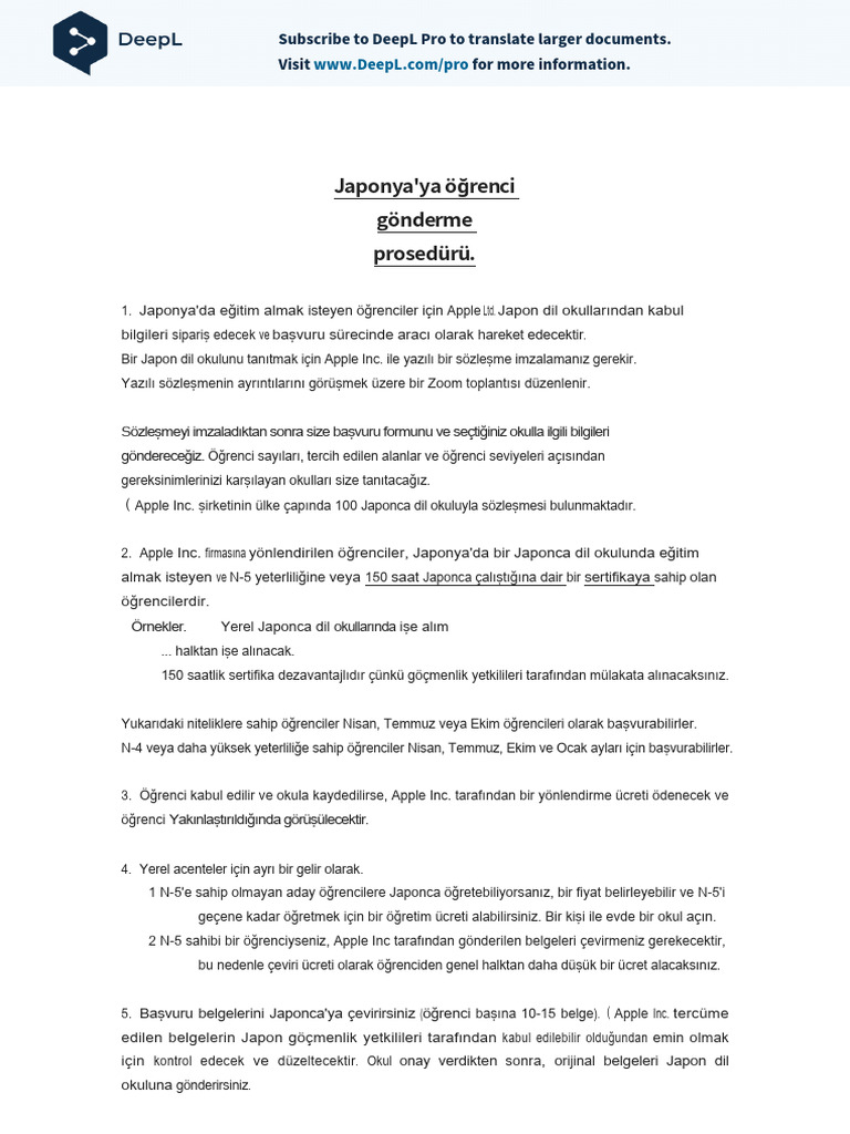 Japonya'Ya Öğrenci Gönderme Prosedürü.: Subscribe To Deepl Pro To Translate Larger Documents ...