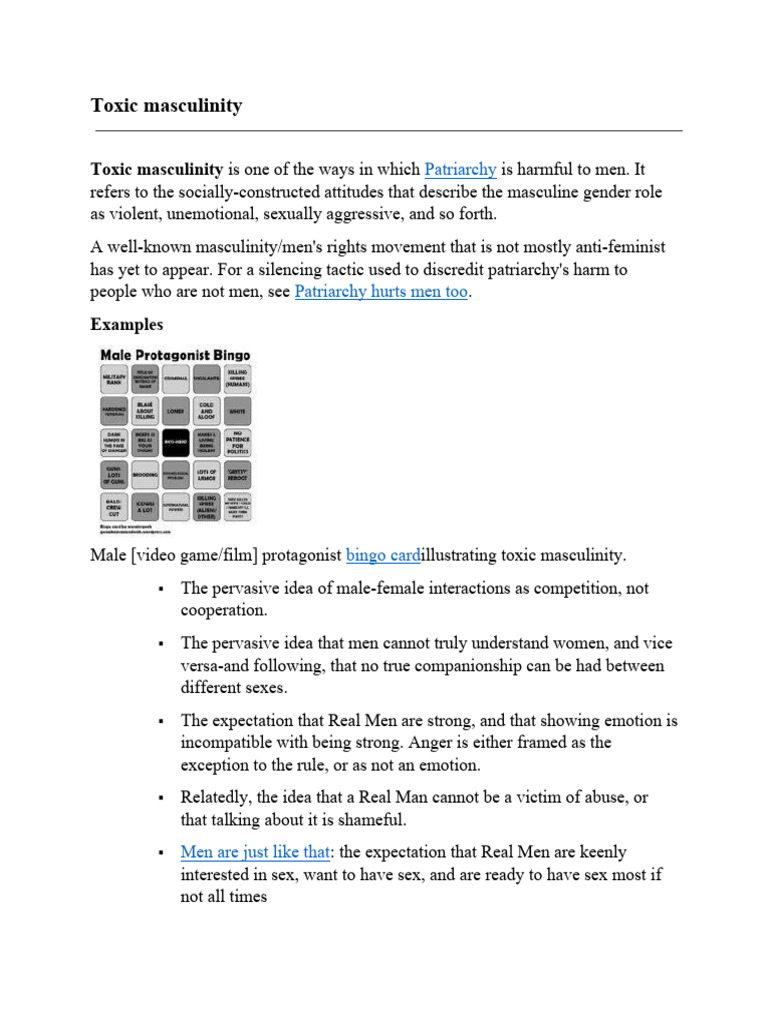Toxic Masculinity | PDF | Masculinity | Human Sexuality