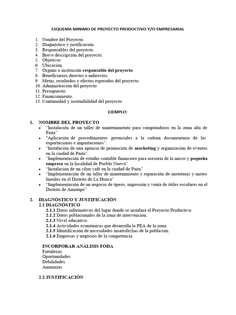 Esquema - Proyecto - Productivo - Empresarial OK OK OK | PDF | Business | Presupuesto