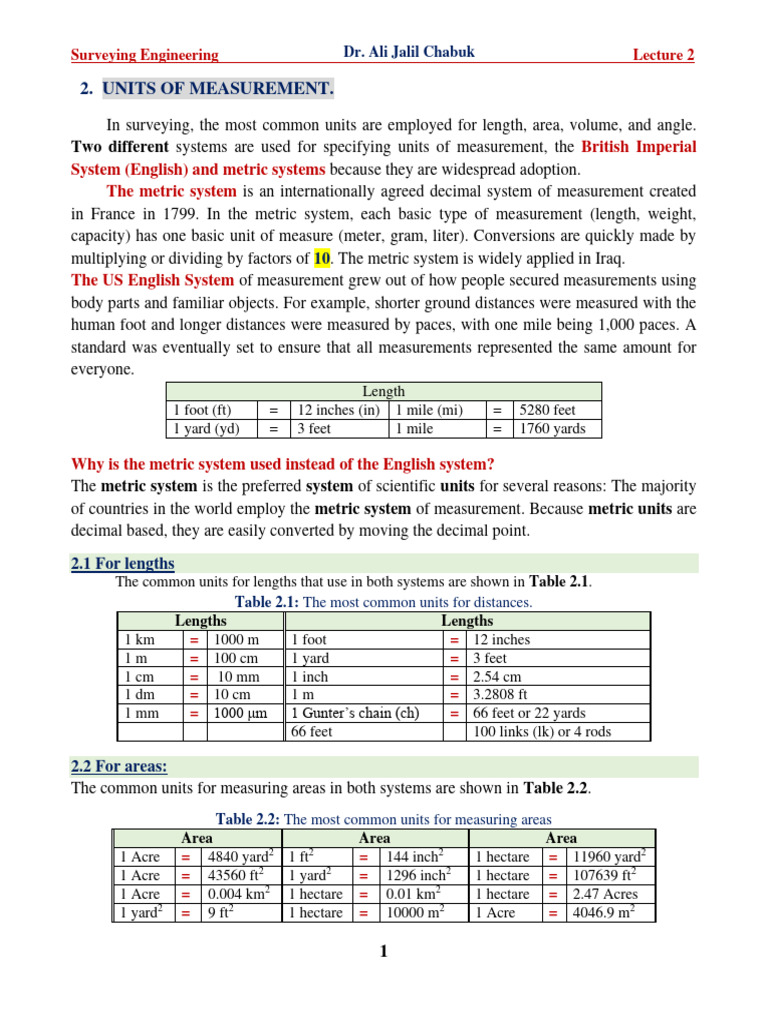 Lecture 2 | PDF | Measurement | Foot (Unit)
