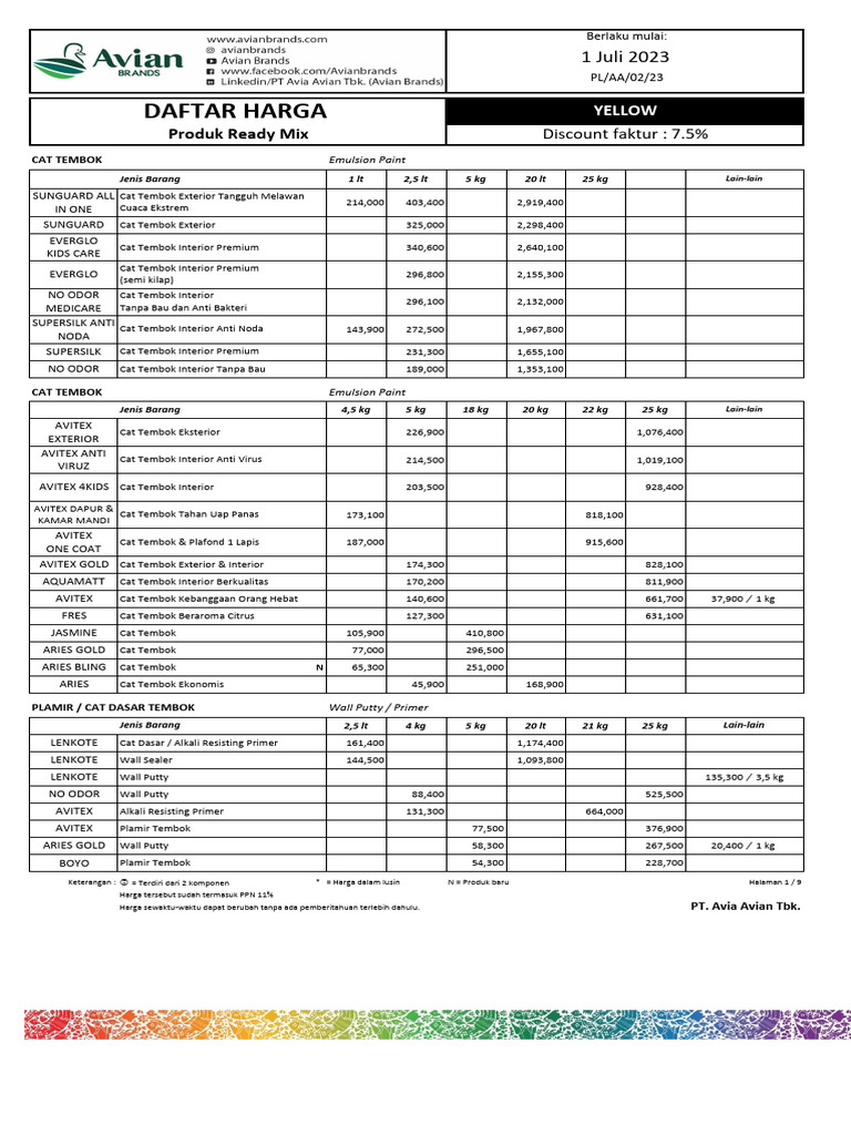 Pricelist CAT, 010723, Yellow | PDF