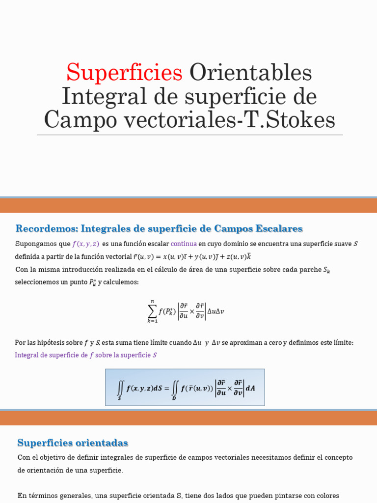 Integrales de Superficie y Teorema de Stokes | PDF | Integral | Vector Euclidiano
