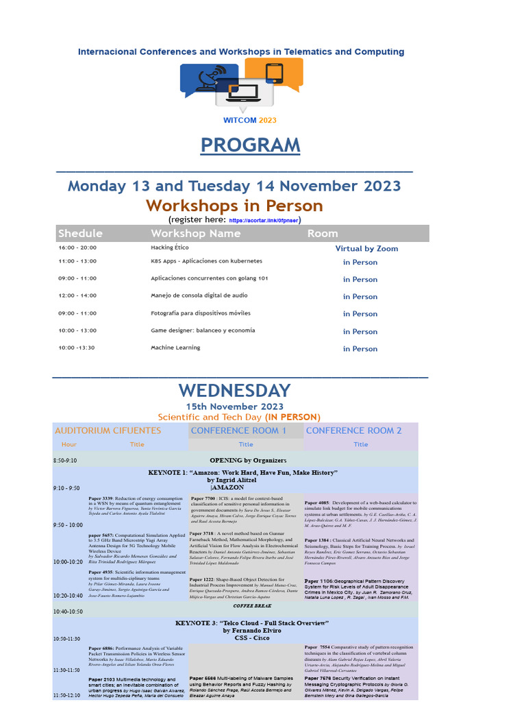 Program Final WITCOM 2023 | PDF | Computing | Computer Science