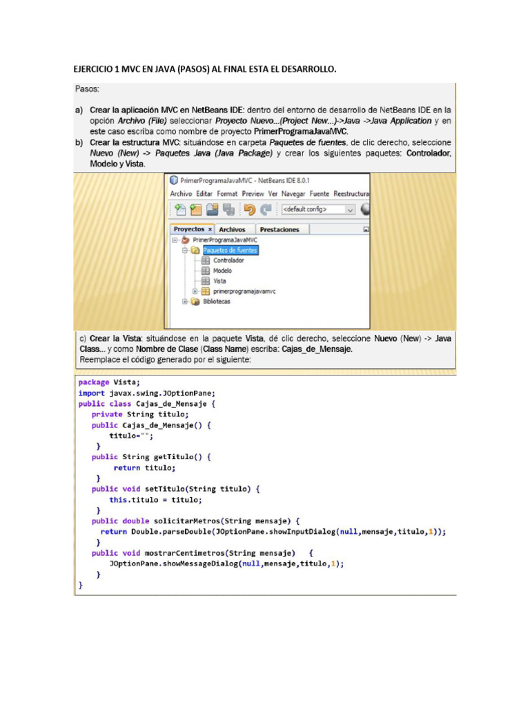 Ejercicio 1 MVC en Java | PDF