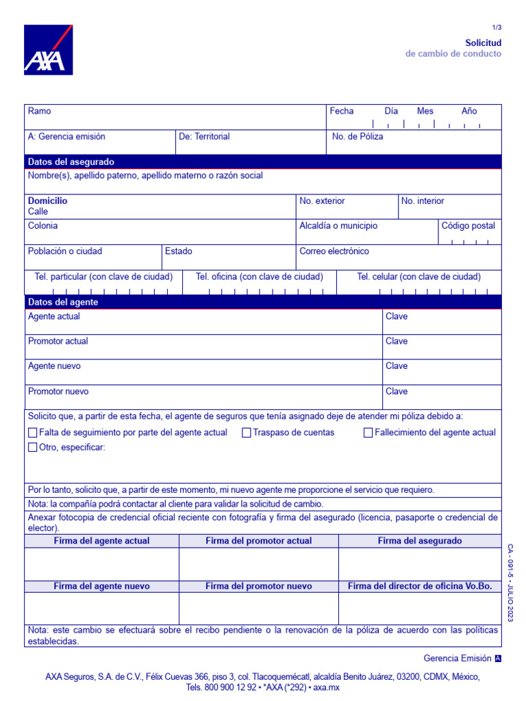 Formato CAMBIO DE CONDUCTO - CA-091-JUL23 - 011608 | PDF