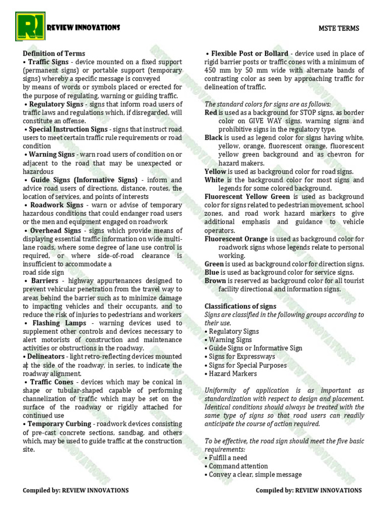 MSTE Terms 2023 | PDF | Traffic | Road