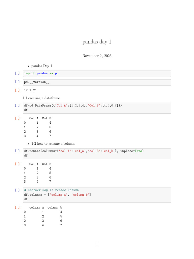 Pandas Day 1 | PDF | Computing | Computer Data Pandas Day 1 | PDF | Computing | Computer Data