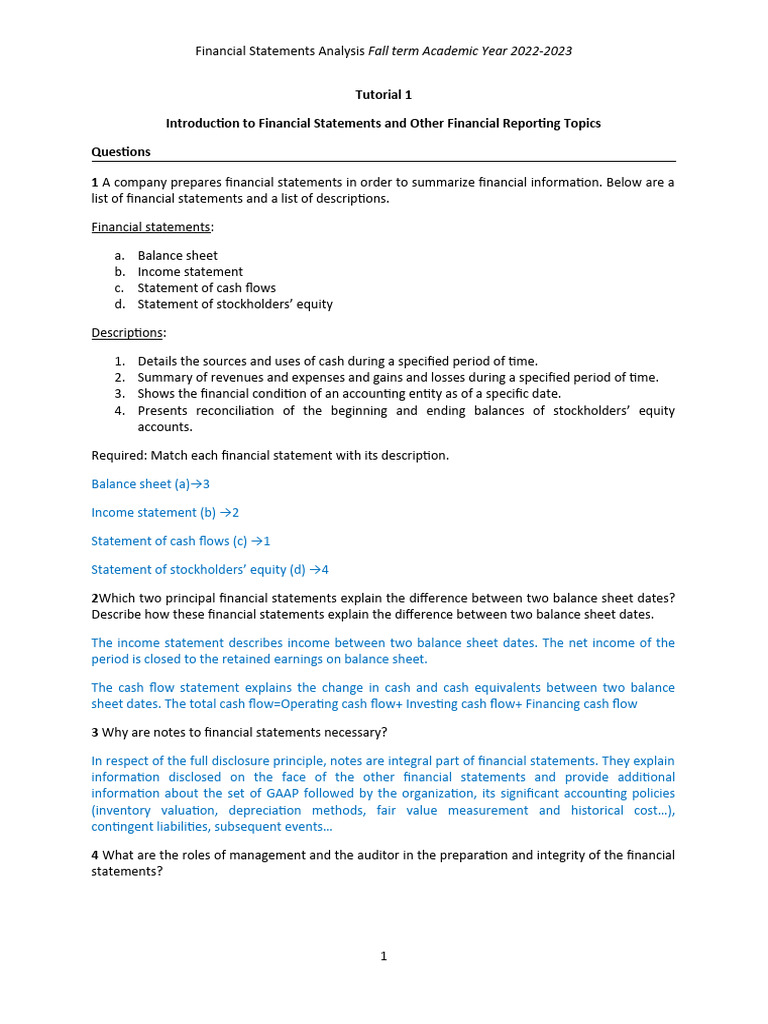 Financial Statements Analysis Guide 2022-2023 | PDF | Auditor's Report ...