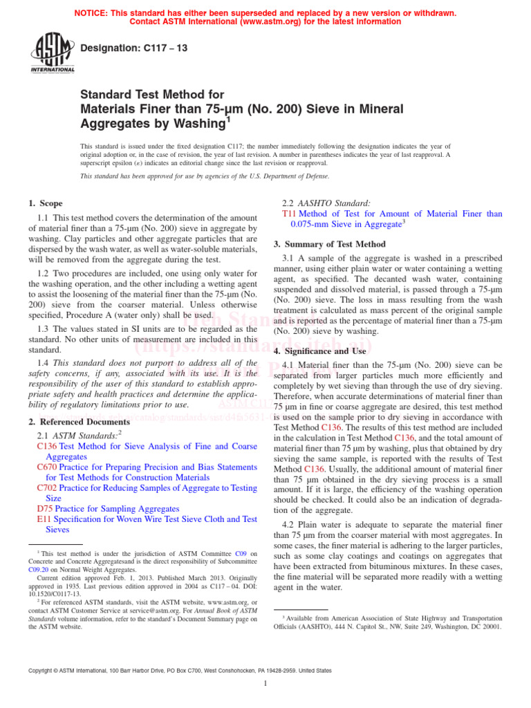 ASTM-C117-13 (Modul 3) | PDF | Materials
