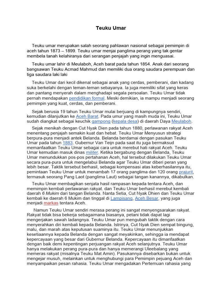 biografi Teuku Umar | PDF