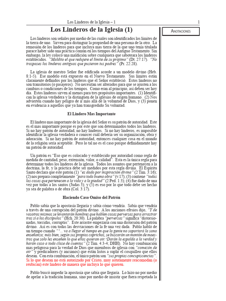 01 Los Linderos de La Iglesia 1 | PDF | Biblia | Pablo el apóstol