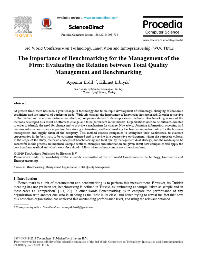 The Importance of Benchmarking For The Management | PDF | Benchmarking ...