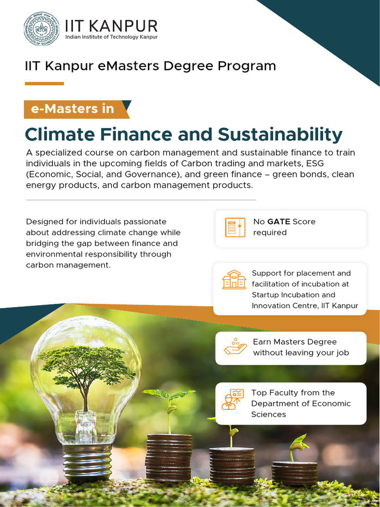 Climate Finance and Sustainability: Iit Kanpur Emasters Degree Program | Download Free PDF ...
