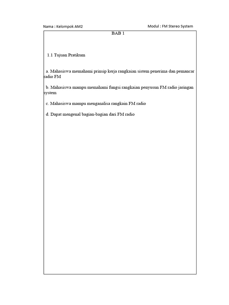 Pratikum Dasar Sistem Telekomunikasi FM STEREO SYSTEM | PDF