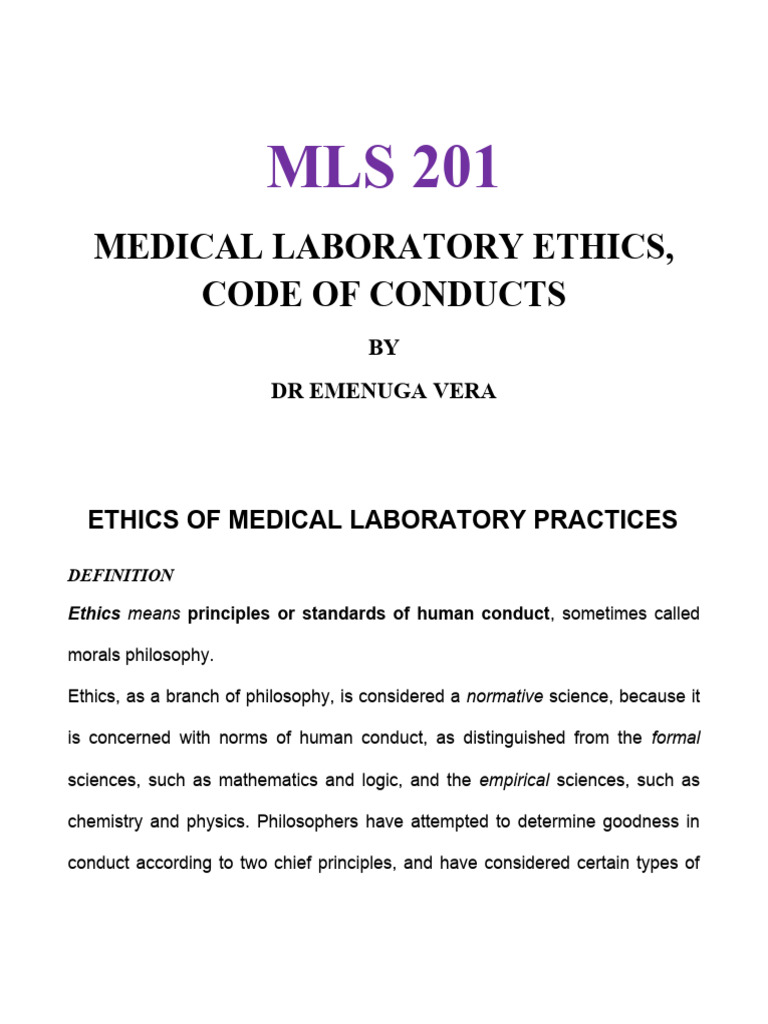 MLS 201 Ethics (Jan 2021) 1ST Note | PDF | Informed Consent | Health Care