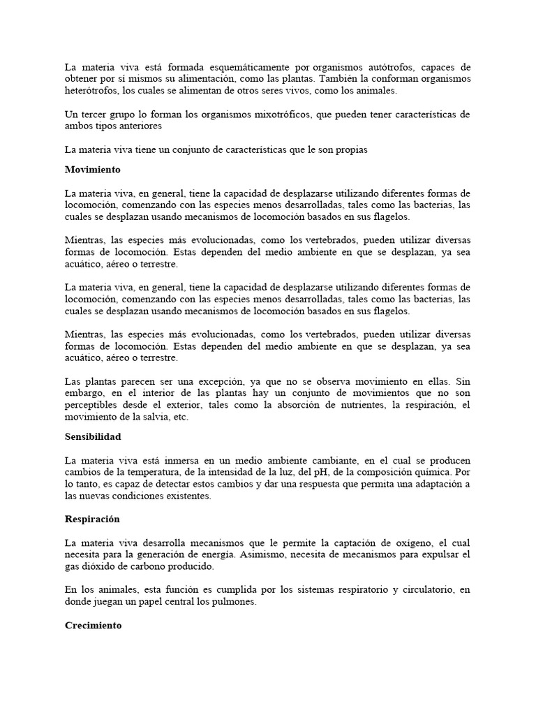 La Materia Viva Está Formada Esquemáticamente Por | PDF | Reproducción ...