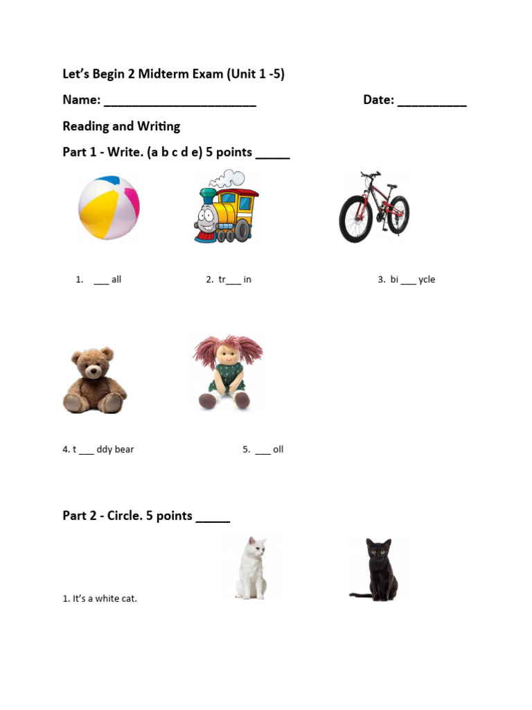 Let's Begin 2 Midterm Exam Paper (Unit 1-5) | PDF