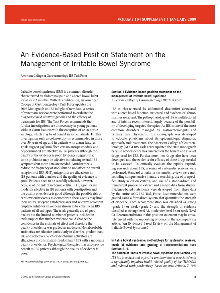 IBS Management: Evidence-Based Guidelines | PDF | Irritable Bowel ...