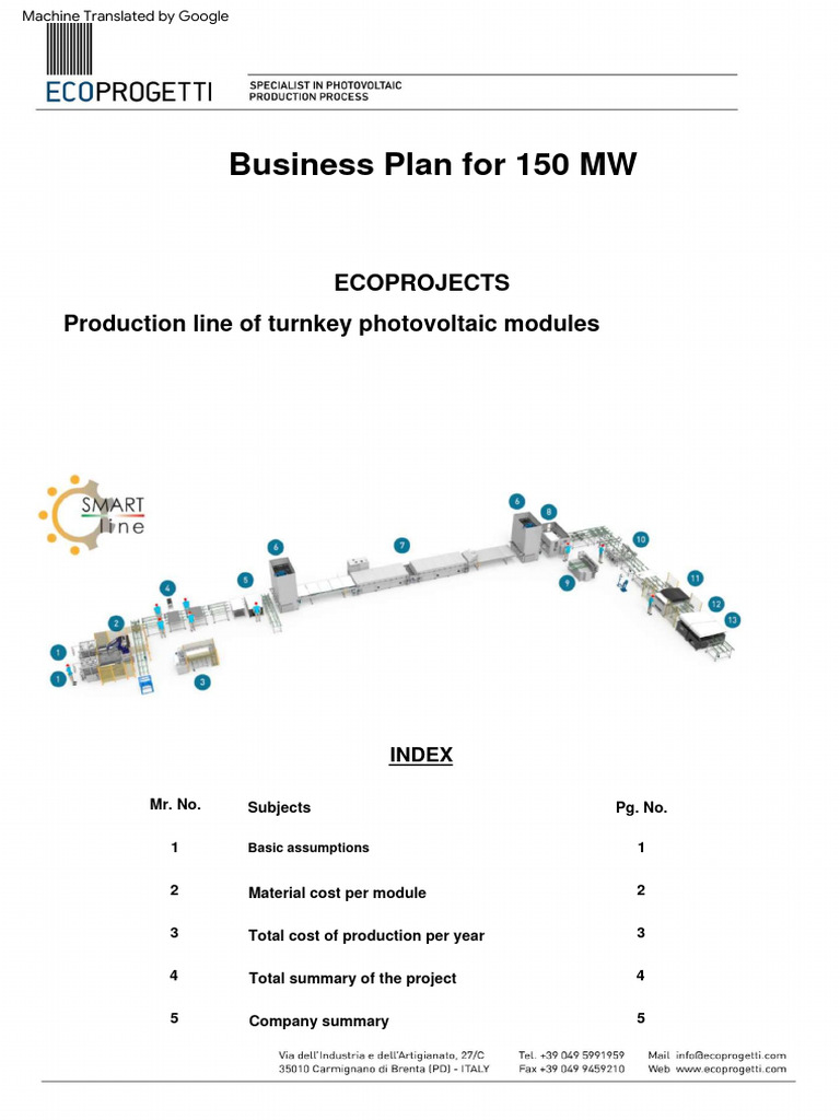Business Plan 150 MW English | PDF | Watt | Interest