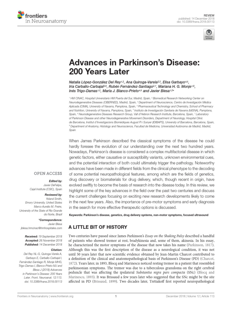Advances in Parkinson's Disease - 200 Years Later | PDF | Parkinson's Disease | Clinical Medicine