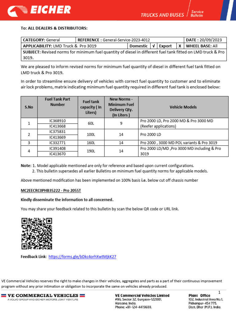 Gen-Service-2023-4012 - Revised Norms For Minimum Fuel Quantity of ...