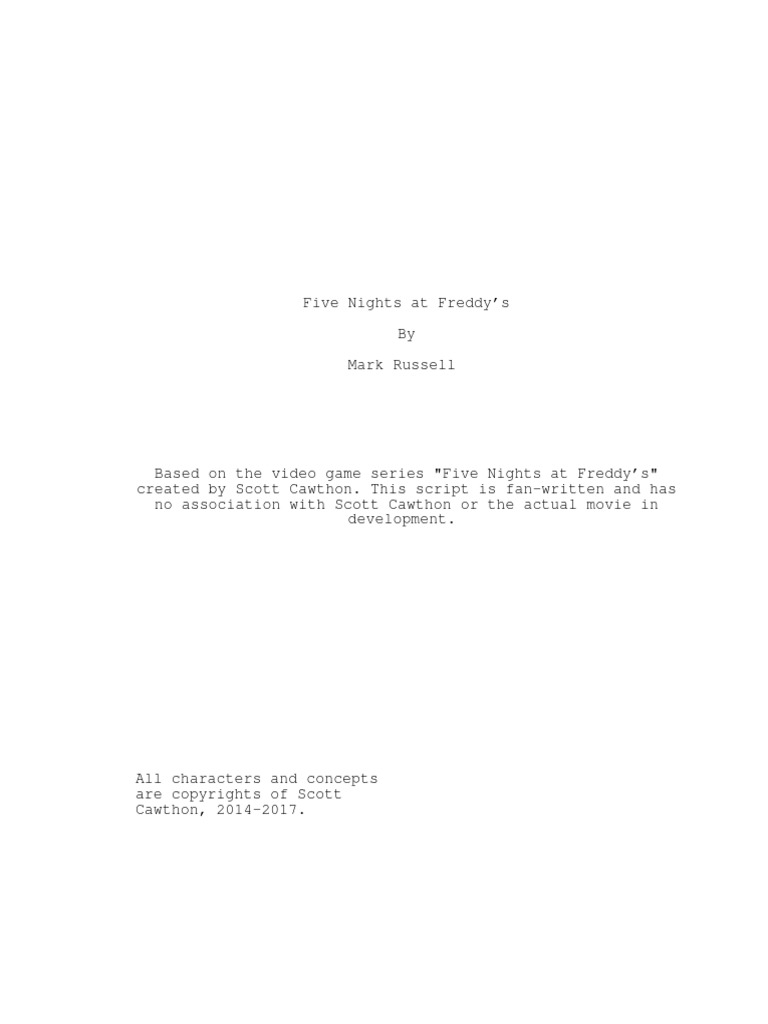 Fan Script For A Fnaf Movie Pdf