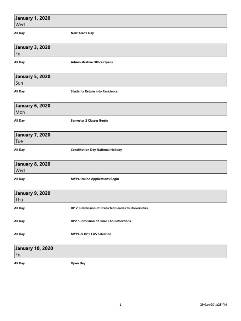 SOS HGIC Calendar 2020 | PDF