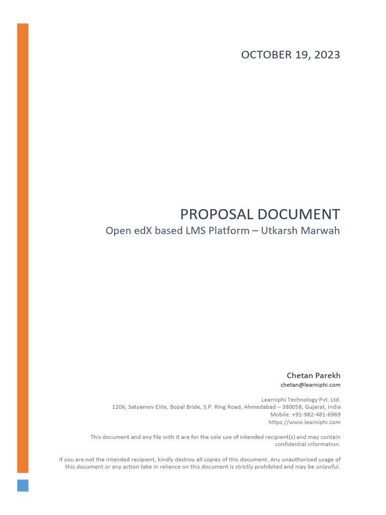 Business Proposal For Open Edx Based LMS Platform - Utkarsh Marwah - Learniphi - v2 | PDF ...